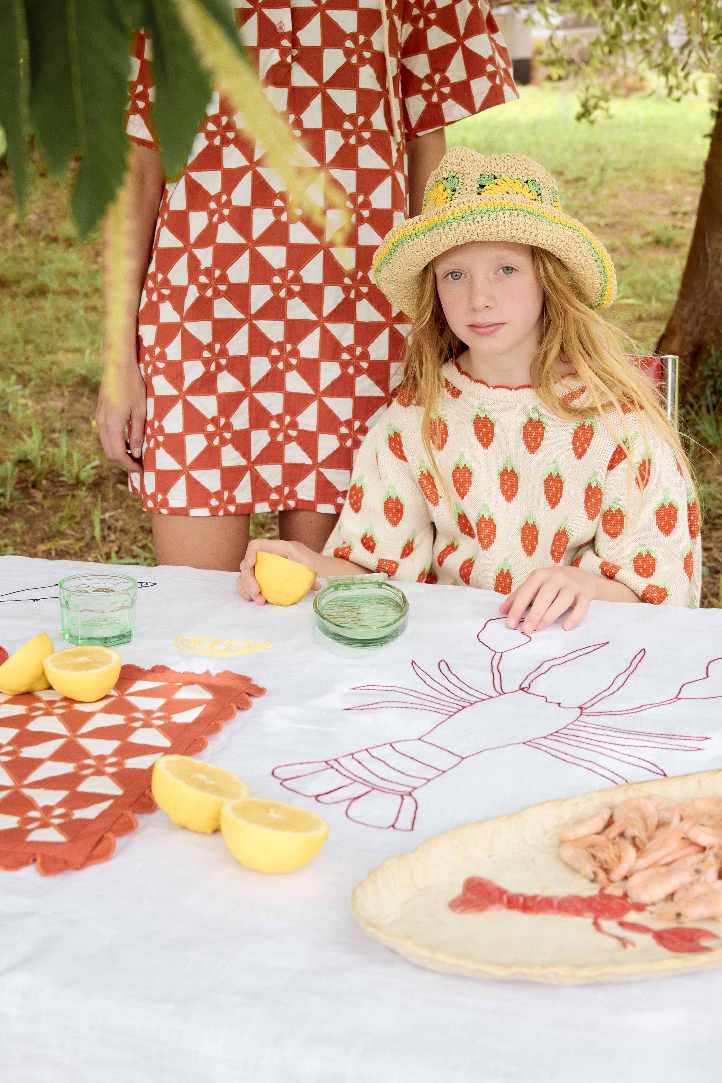 FISH & KIDS SS25 STRAWBERRY KNITTED PULLOVER TOP